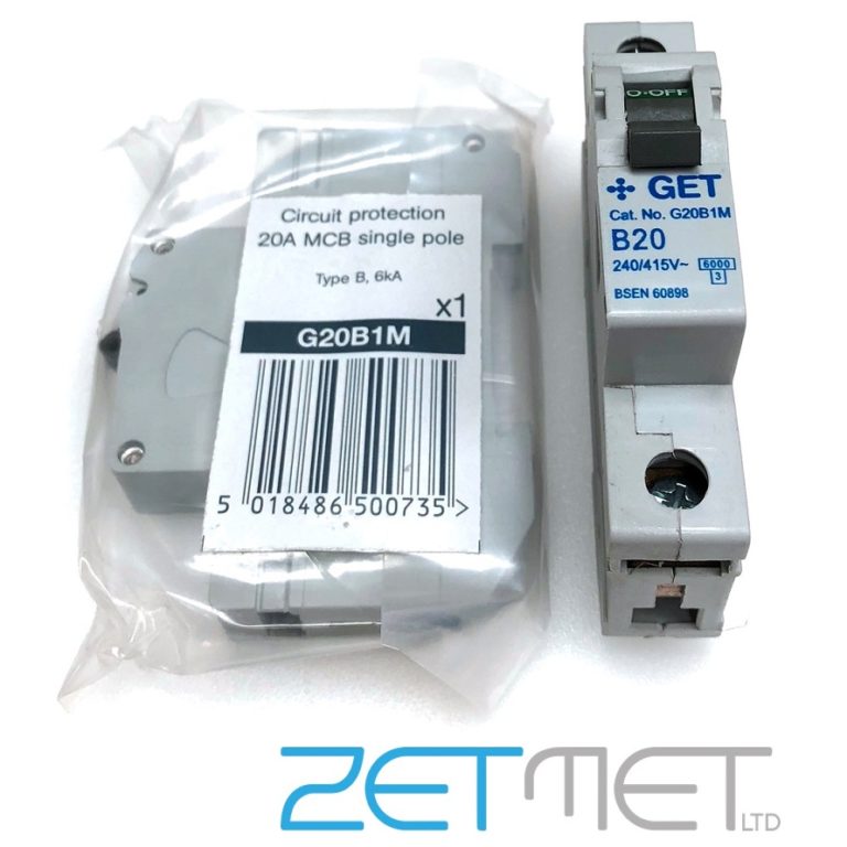 GET G20B1M 20 Amp Single Pole Type B 6kA 240V Miniature Circuit Breaker MCB