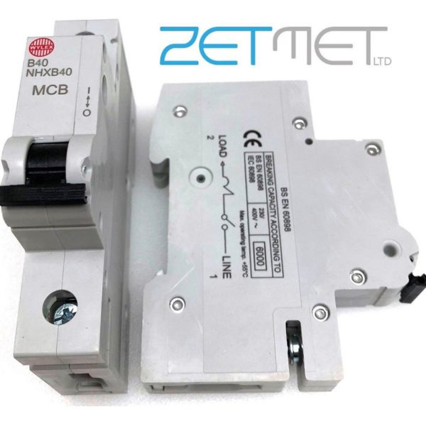 Wylex NHXB40 40 Amp Single Pole Type B 6kA 230V Miniature Circuit Breaker MCB | Electrical ...