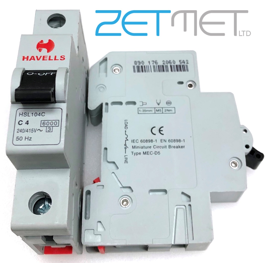 Havells Homesafe HSL104C 4 Amp Single Pole Type C 6kA 240V Miniature ... Havells Homesafe HSL104C 4 Amp Single Pole Type C 6kA 240V Miniature ...
