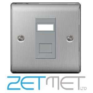 BG Nexus NBSRJ451 Brushed Steel 1 Gang Single RJ45 Data Outlet Socket