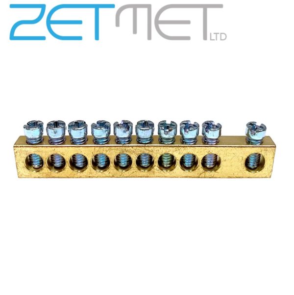 10 Way Metal Neutral Earthing Bar Strip | Electrical Discounted Supplies