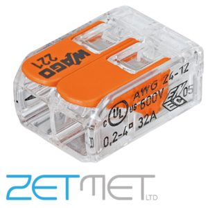 Wago 221-412 Series 2 Way 32A Compact Lever Splicing Connector