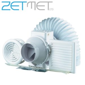 Blauberg Turbo-E Inline Mixed Flow Extractor Fan Kit With Timer 100mm ...