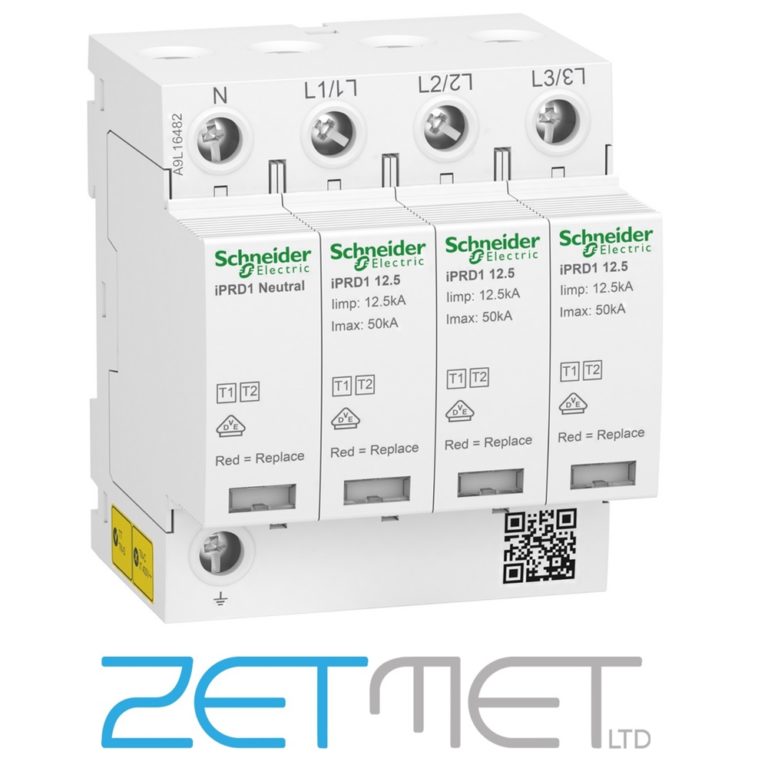 Schneider Acti 9 A9L16482 50kA 4 Module 3P+N Type 1+2 iPRD1 12.5r Surge ...