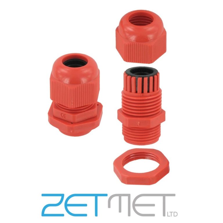 Red 25mm Domed Top Nylon Stuffing Cable Compression Gland IP68 M25