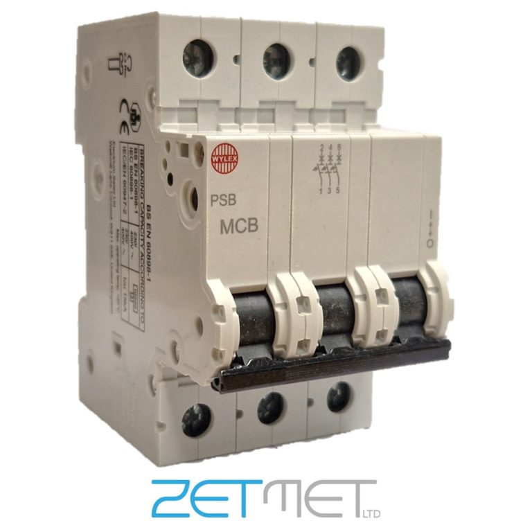 Wylex PSB350-C 50 Amp Triple Pole Type C 10kA 230V Miniature Circuit Breaker MCB