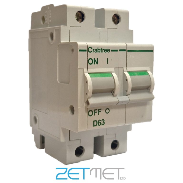 Crabtree Polestar 62D/63 63 Amp Double Pole Type D 10kA 240V Miniature ...
