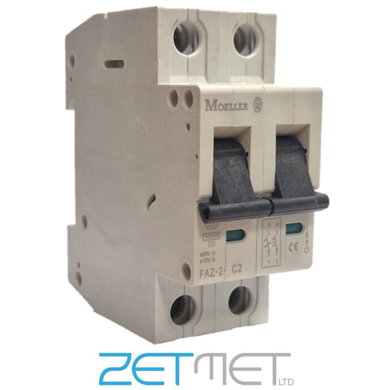 Moeller FAZ-2-C2 2 Amp Double Pole Pole Type C 10kA 415V Miniature Circuit Breaker MCB