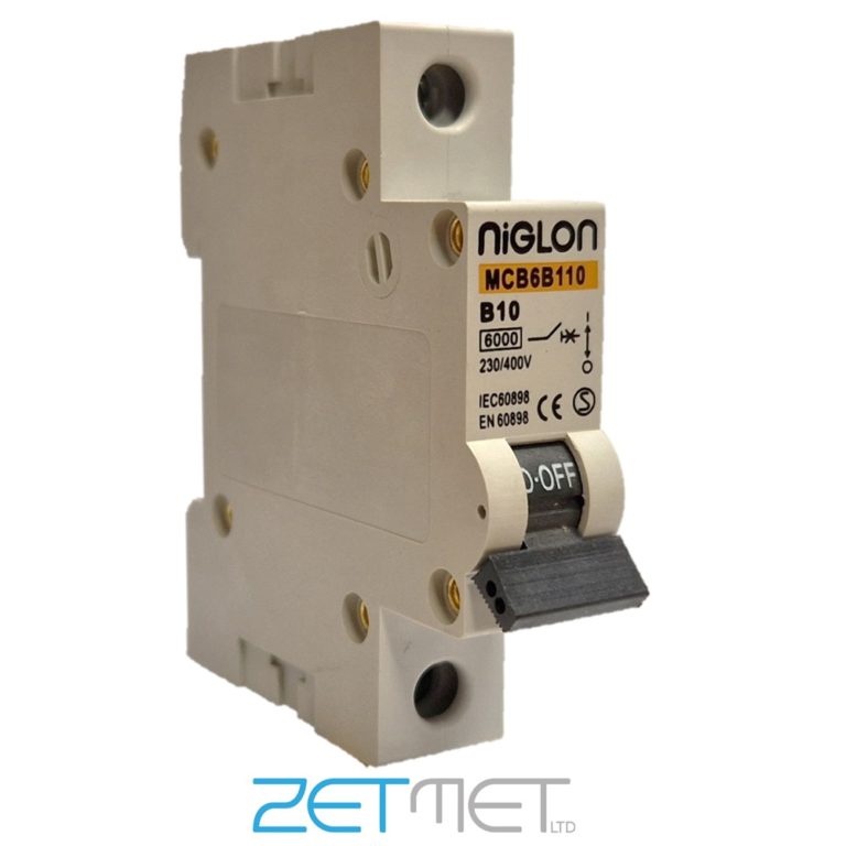 Niglon MCB6B110 10 Amp Single Pole Type B 6kA 230V Miniature Circuit Breaker MCB (Orange)