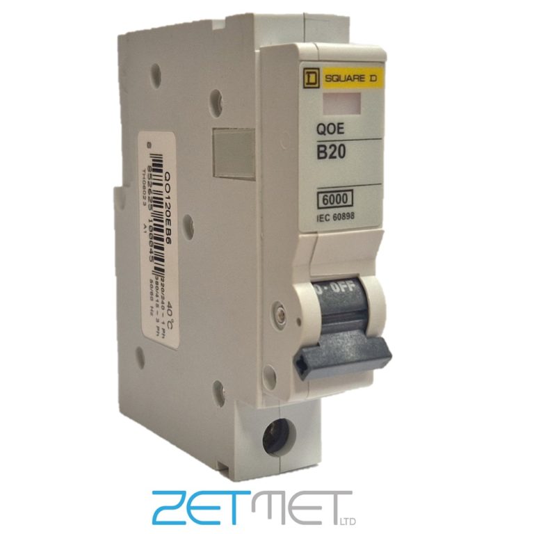 Square D QOE QO120EB6 20 Amp Type B Single Pole 240V 6kA Miniature ...