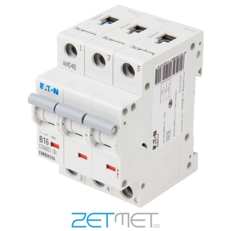 Eaton MEM EMBH316 16 Amp Triple Pole Type B 10kA 400V Memshield 3 Circuit Breaker MCB