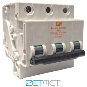 Federal Electric HCA3P63 63 Amp Type C Triple Pole 240V 10kA Stablok Miniature Circuit Breaker MCB