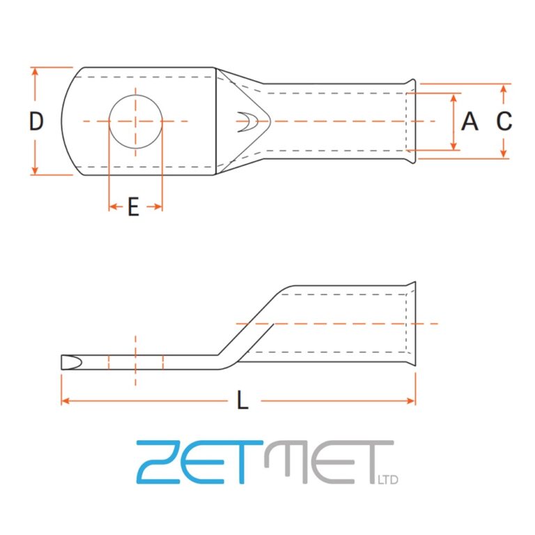 95mm² Copper Cable Lug Terminal Crimp x 17mm Stud Hole